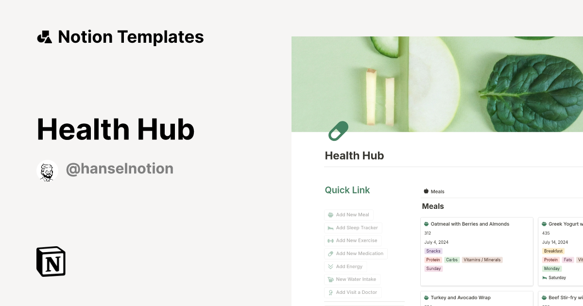 Health Hub Template By Hansel Systems Notion Marketplace