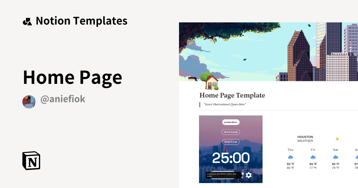 Home Page Template by aniefi.ok | Notion Marketplace