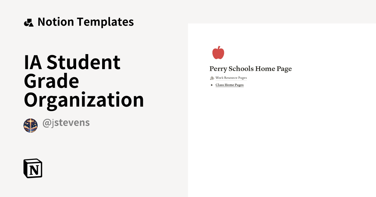 IA Student Grade Organization Template by Jade Stevens | Notion Marketplace