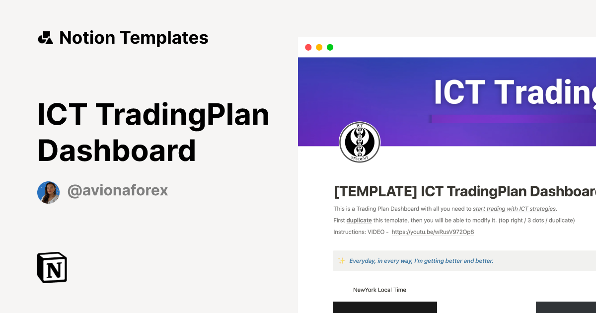 ICT TradingPlan Dashboard Template | Notion Marketplace
