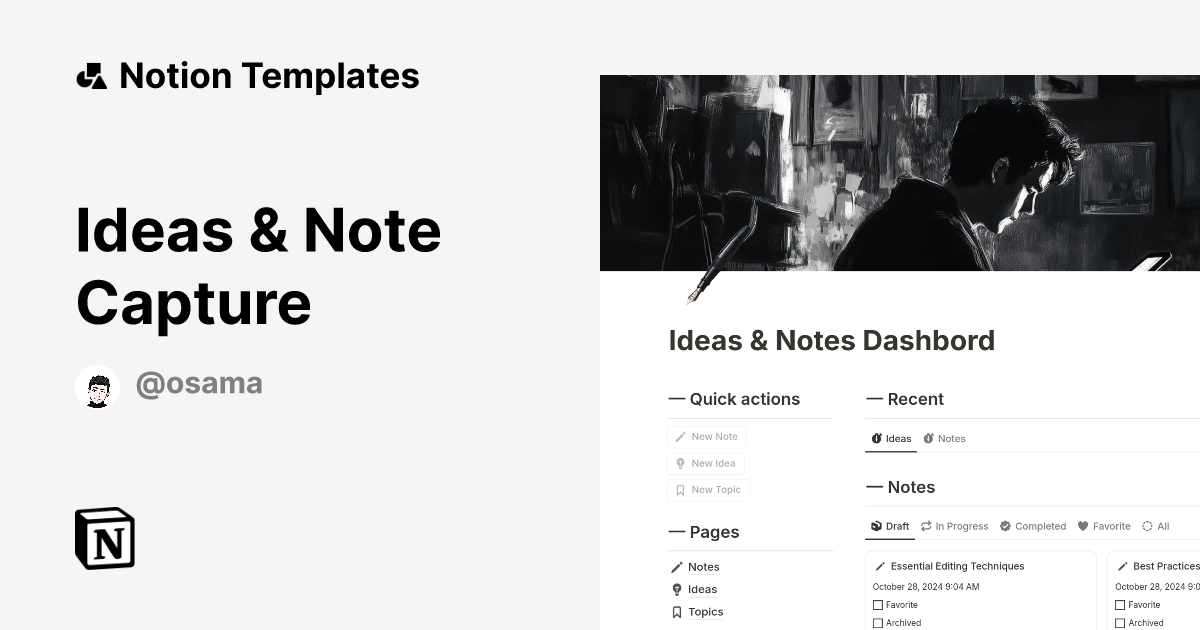 Ideas & Note Capture | Notion Template