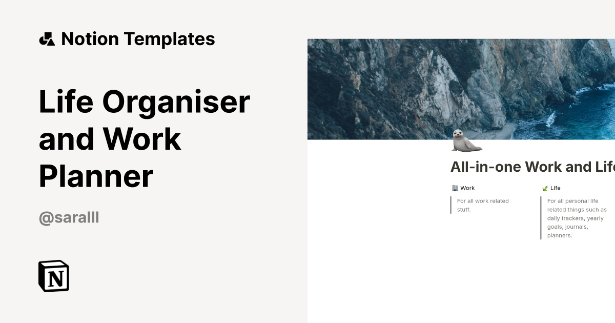 Life Organiser and Work Planner | Notion Template