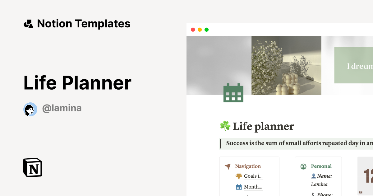 Life Planner | Notion Template