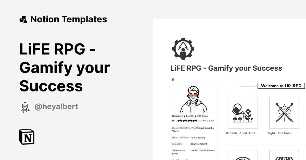 LiFE RPG - Gamify your Success Template | Notion Marketplace