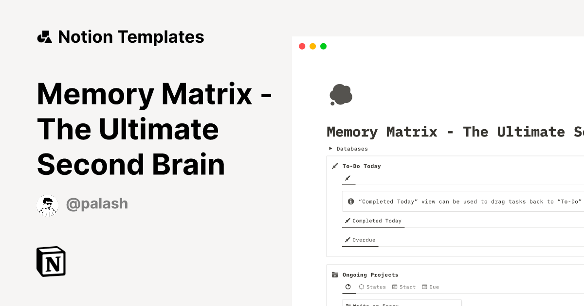 Memory Matrix The Ultimate Second Brain Template Notion Marketplace