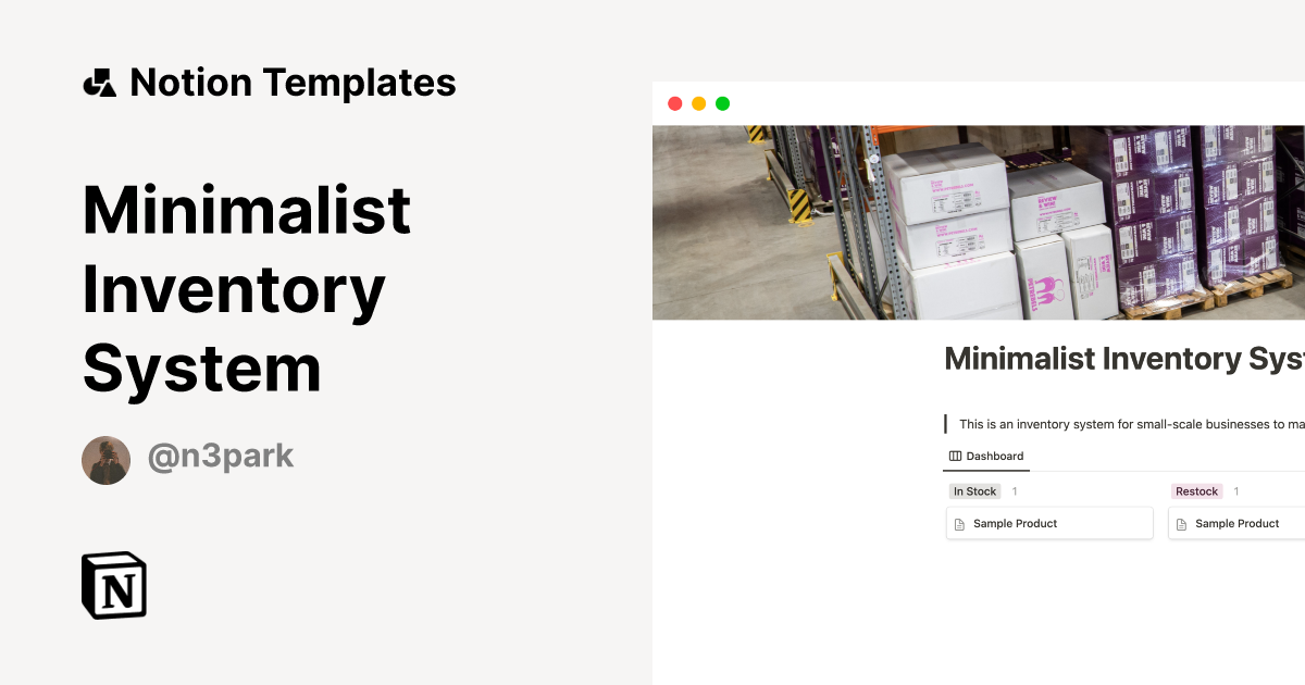 Minimalist Inventory System Template | Notion Marketplace