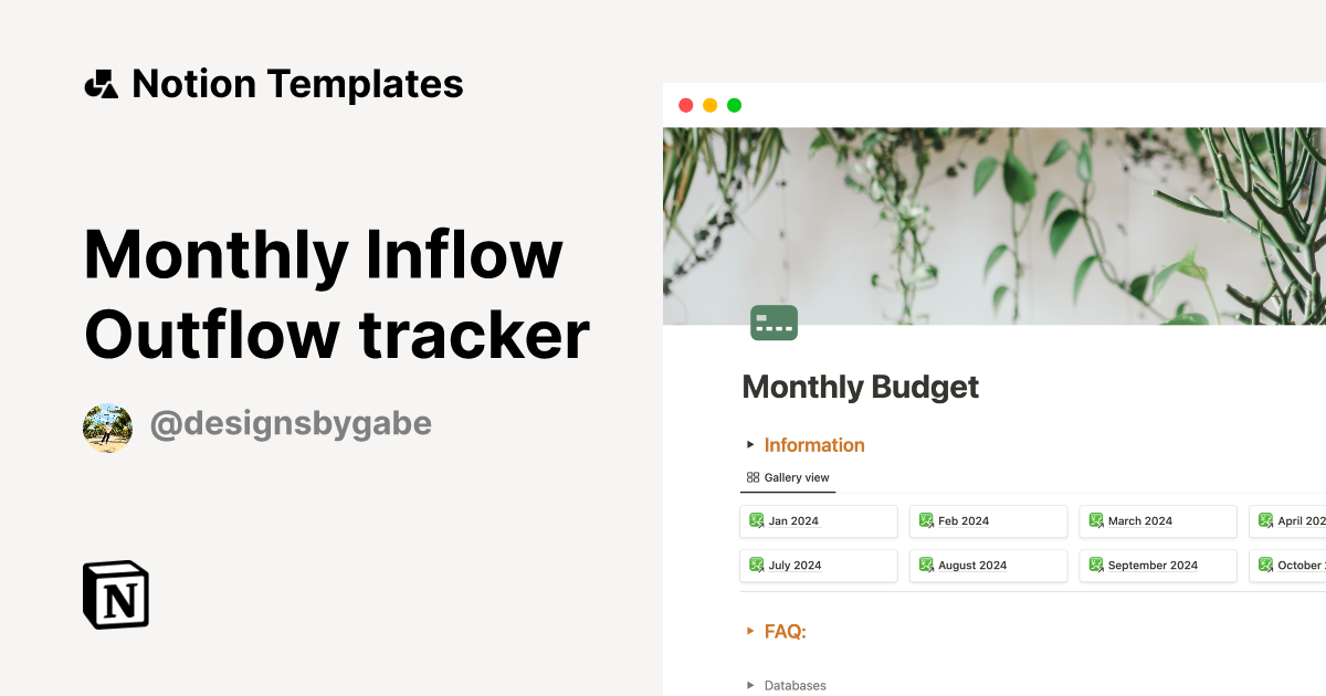 Monthly Inflow Outflow Tracker Template Notion Marketplace