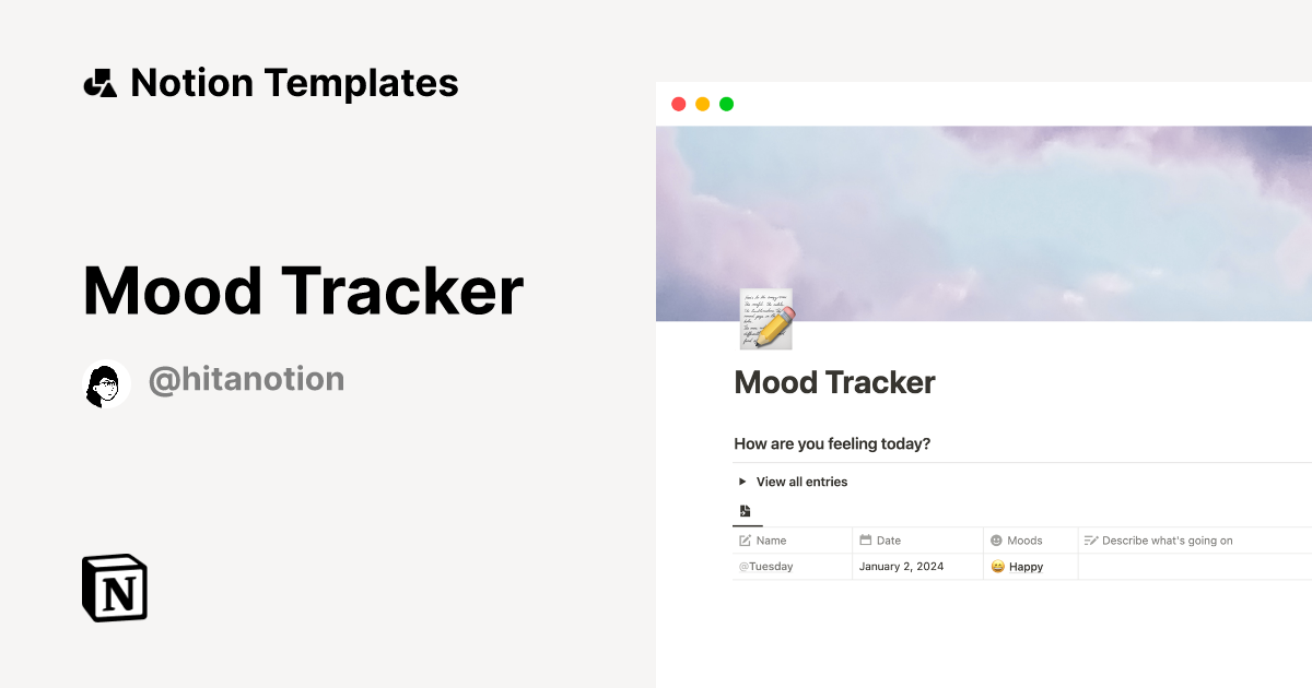 Mood Tracker by HitaNotion | Notion Template