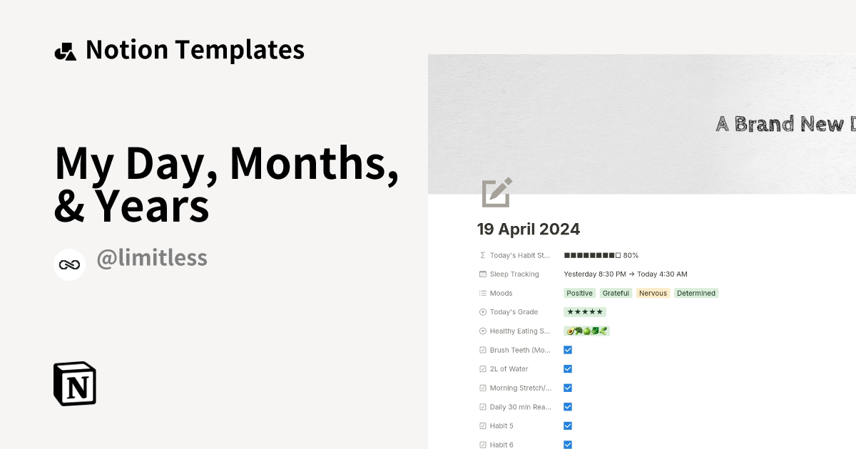 My Day, Months, & Years | Notion Template