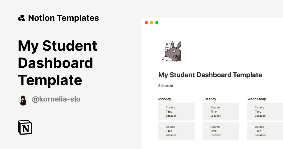 My Student Dashboard Template Template | Notion Marketplace