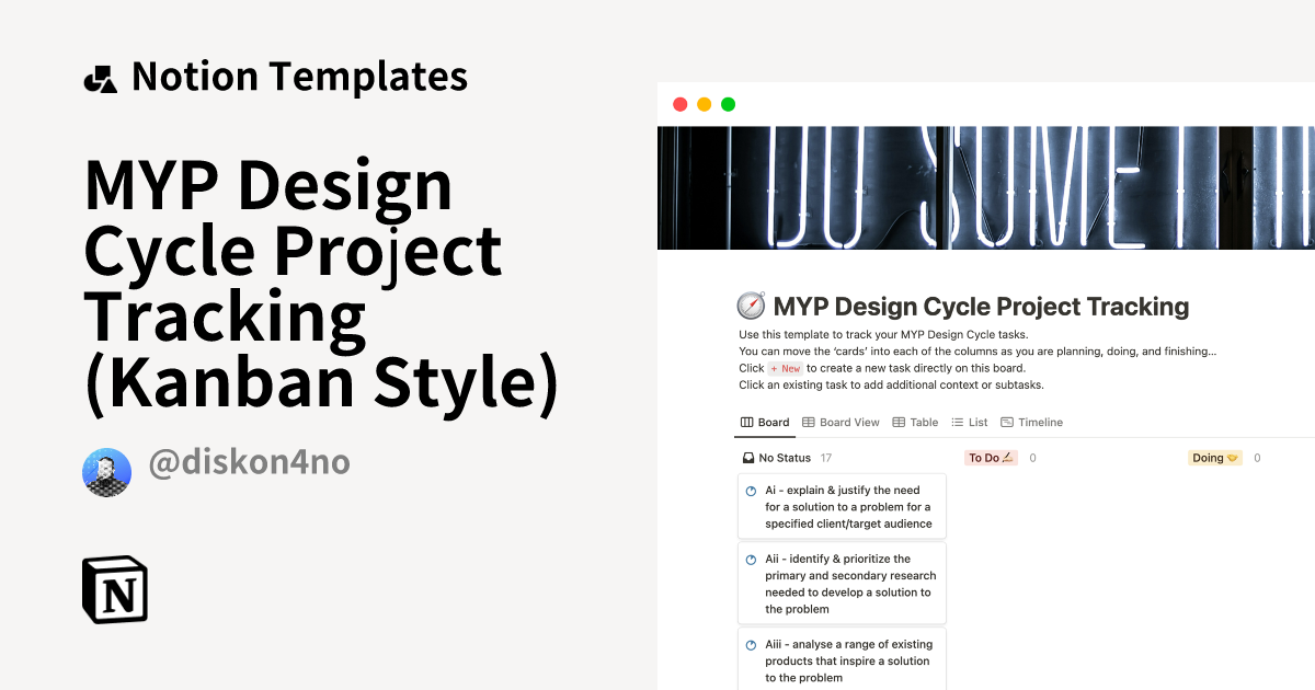 MYP Design Cycle Project Tracking (Kanban Style) Template by Jason ... MYP Design Cycle Project Tracking (Kanban Style) Template by Jason ...