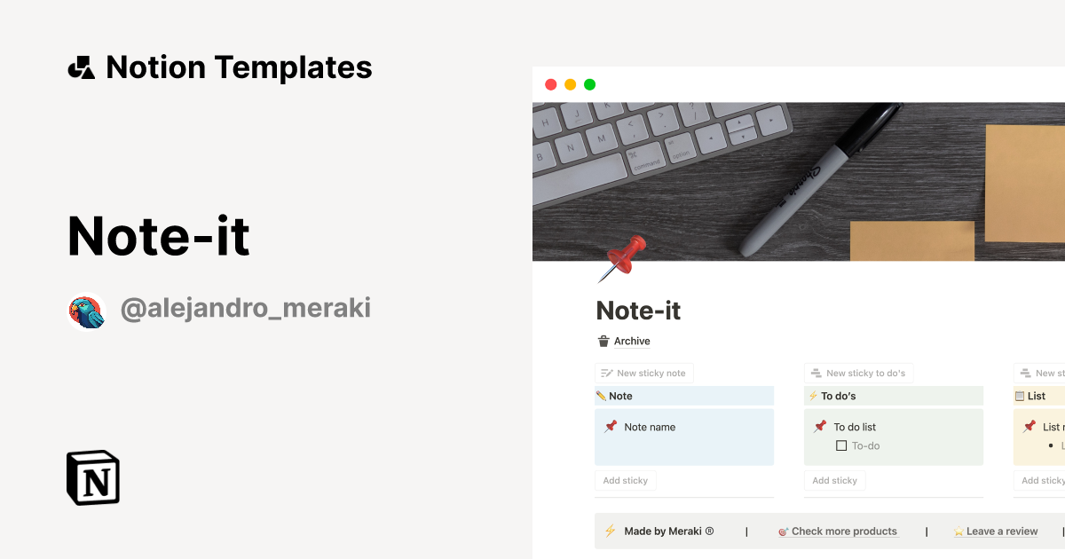 Note-it Template by Alejandro 🦜 | Notion Marketplace