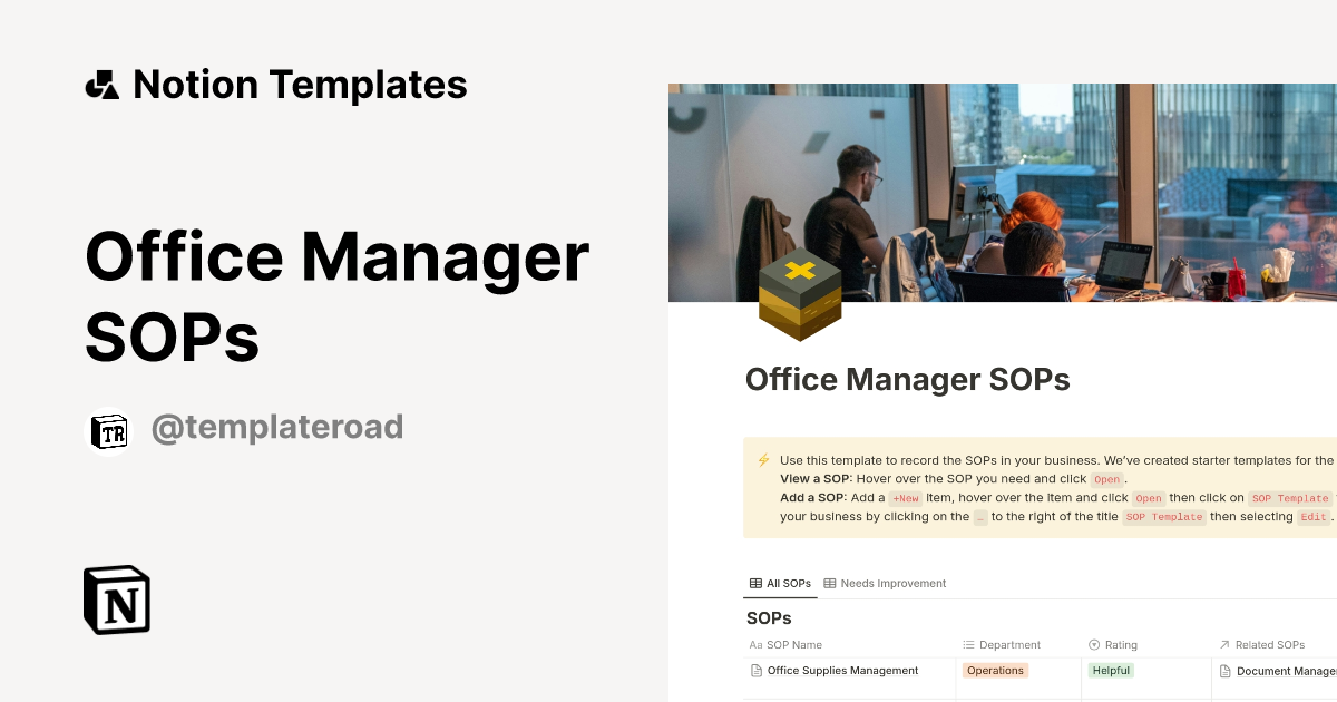 Office Manager Sops Template By Template Road Notion Marketplace