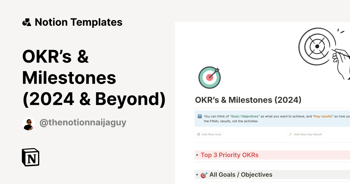 OKR’s & Milestones (2024 & Beyond) Template by The NotionNaija Guy ...