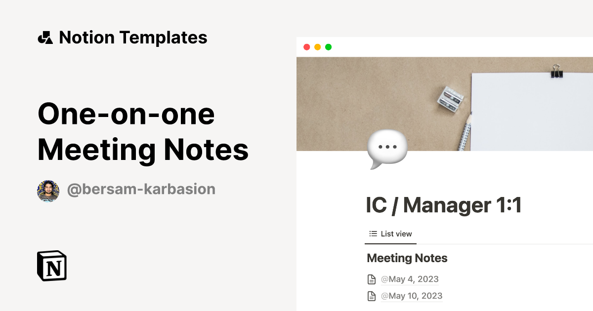 One-on-one Meeting Notes | Notion Template
