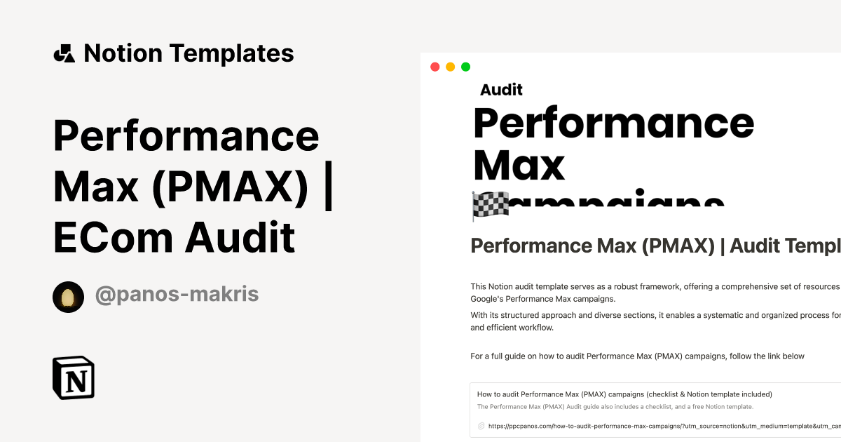 Performance Max (PMAX) | ECom Audit Template by Panos Makris | Notion ... Performance Max (PMAX) | ECom Audit Template by Panos Makris | Notion ...
