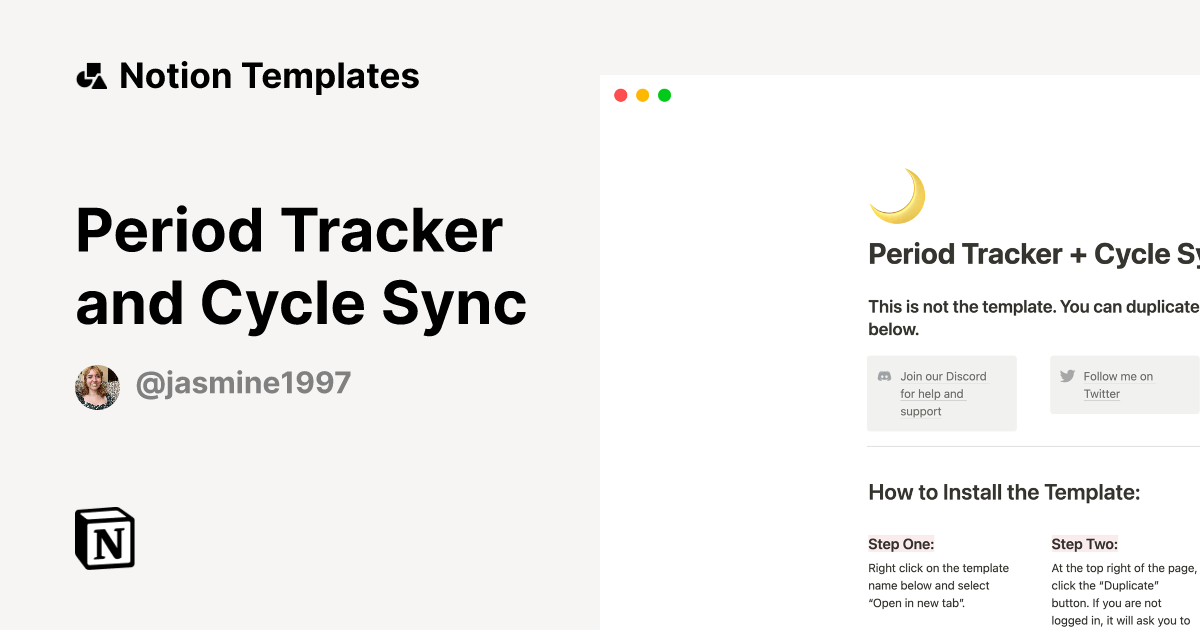 Period Tracker and Cycle Sync by Yasaman | Notion Template