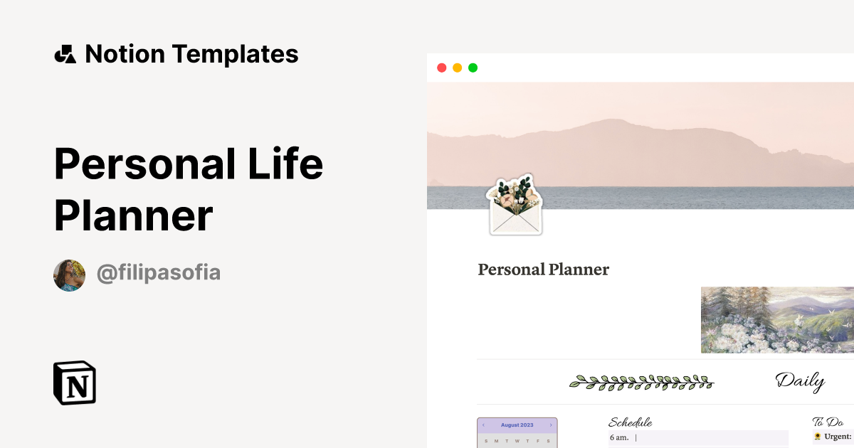 Personal Life Planner Template by Filipa Sofia 🌼 ADHD | Life ...