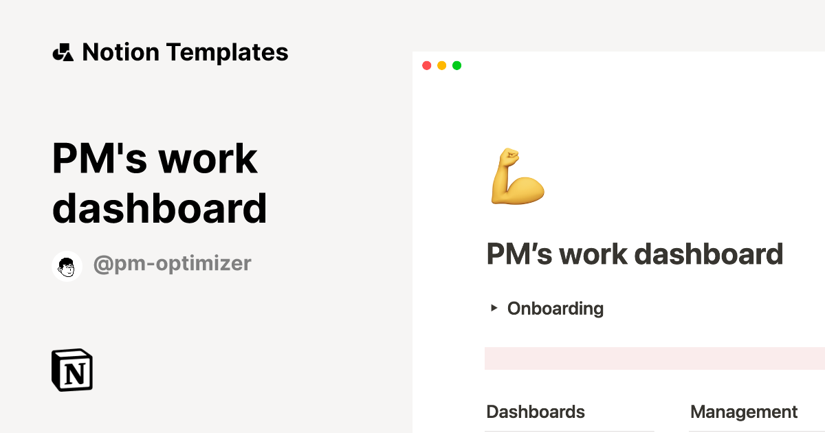 PM's work dashboard Template | Notion Marketplace