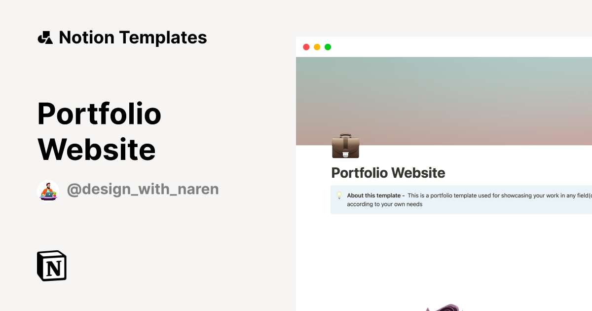Portfolio Website Template by Narendran | Notion Marketplace