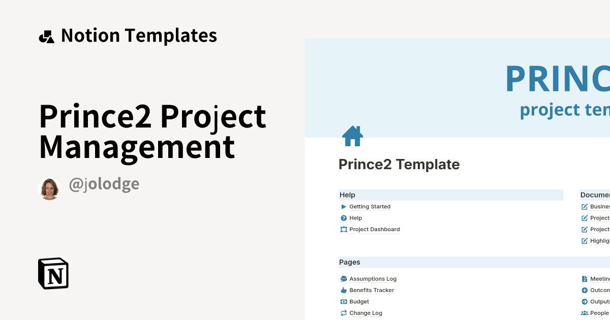Prince2 Project Management Template | Notion Marketplace