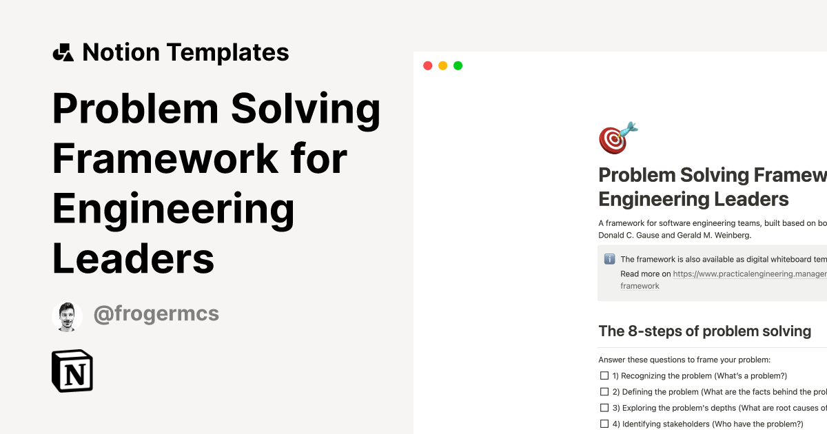Problem Solving Framework for Engineering Leaders Template by Mirek ... Problem Solving Framework for Engineering Leaders Template by Mirek ...