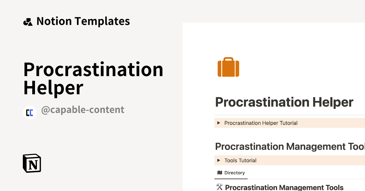 Procrastination Helper Template by Capable Content | Notion Marketplace