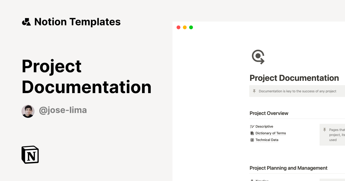 Project Documentation by José Lima | Notion Template