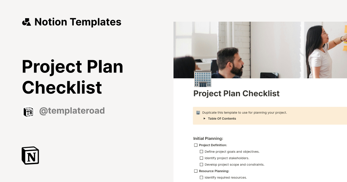 Project Plan Checklist Template | Notion Marketplace