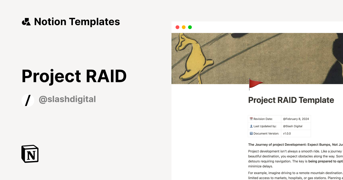 Project RAID by Slash Digital | Notion Template