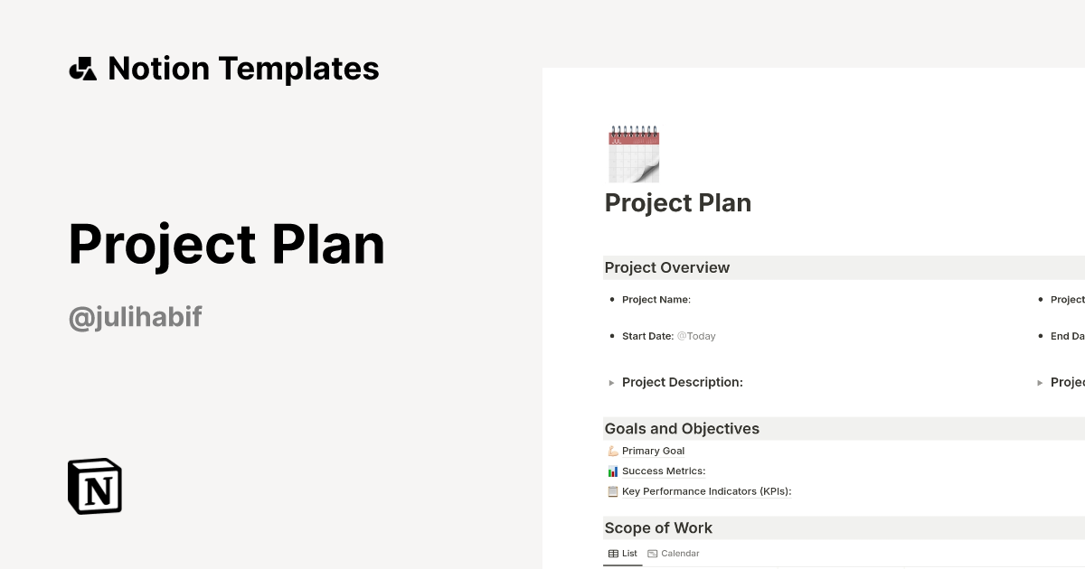 Project Plan Template by Julieta Habif | Notion Marketplace