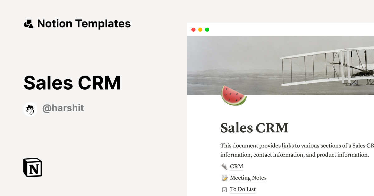 Sales CRM | Notion Template