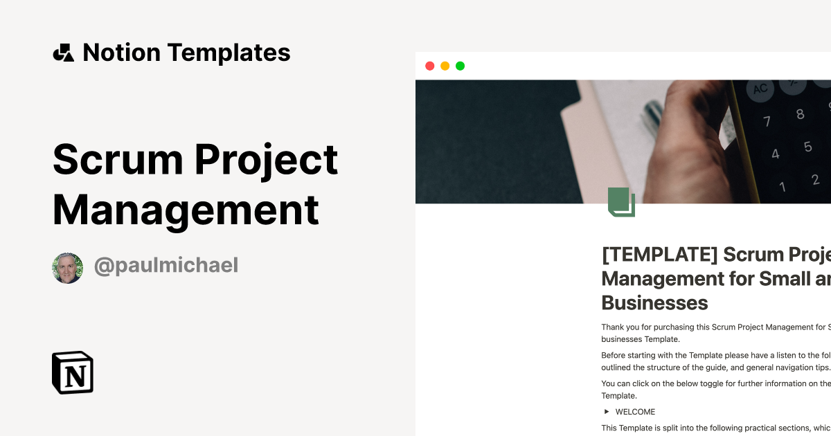 Scrum Project Management Template by Paul Michael | Notion Marketplace