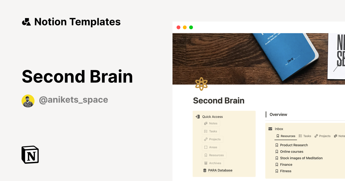 Second Brain Template by Aniket Surve | Notion Marketplace