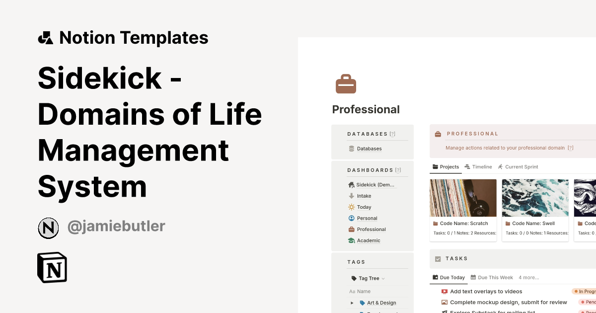 Sidekick - Domains of Life Management System Template by Jamie Butler ... Sidekick - Domains of Life Management System Template by Jamie Butler ...