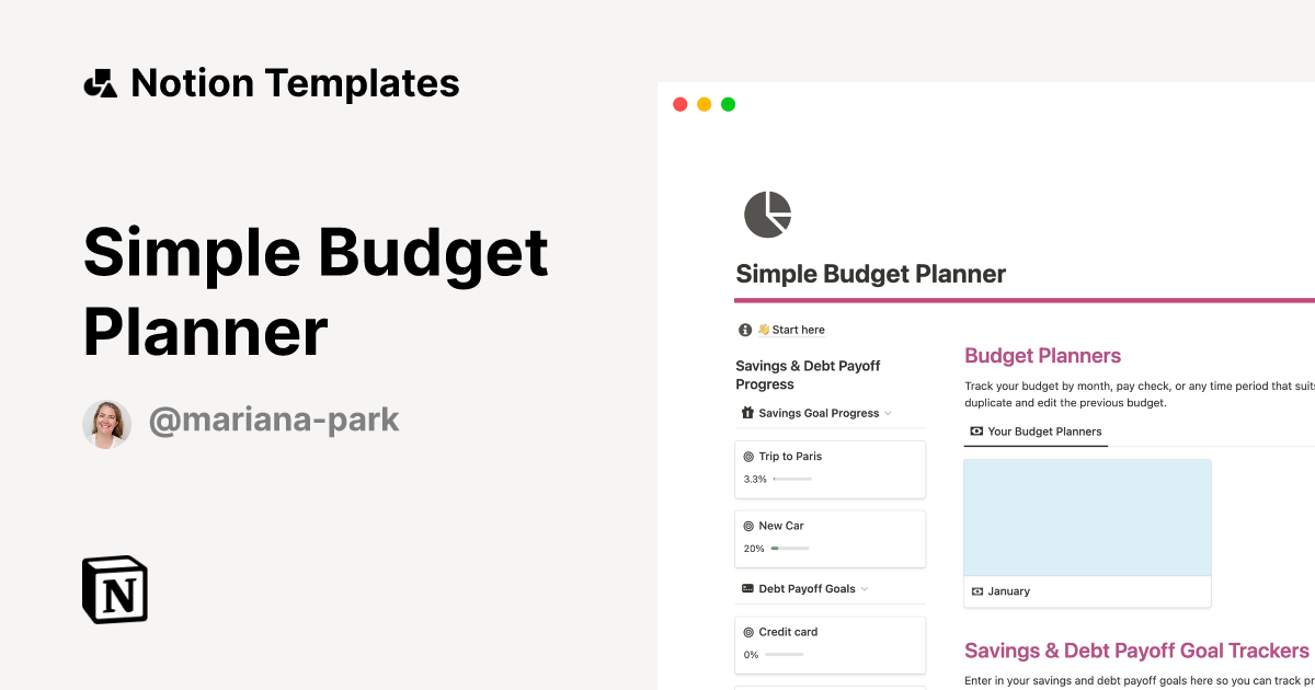 Simple Budget Planner Template | Notion Marketplace