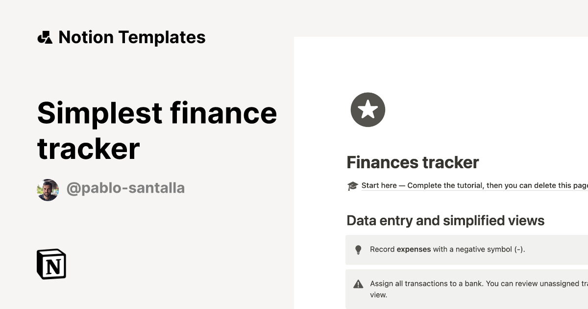 Simplest finance tracker | Notion Template