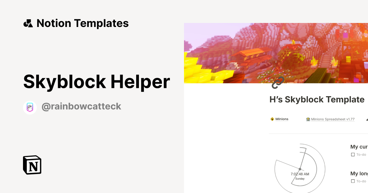 Skyblock Helper Template by RainbowCatTeck | Notion Marketplace Skyblock Helper Template by RainbowCatTeck | Notion Marketplace