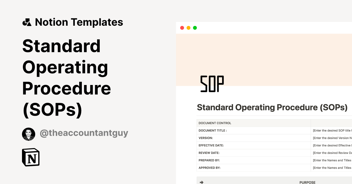 Standard Operating Procedure (SOPs) Template by theaccountantguy ...