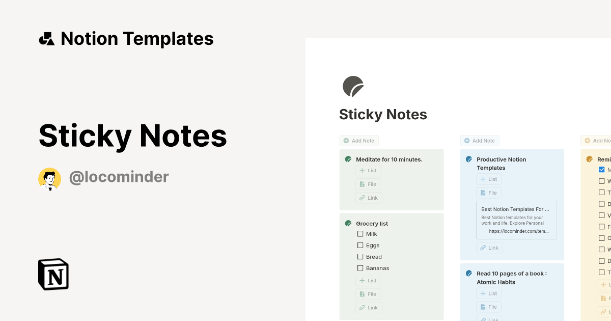 Sticky Notes Template Notion Marketplace