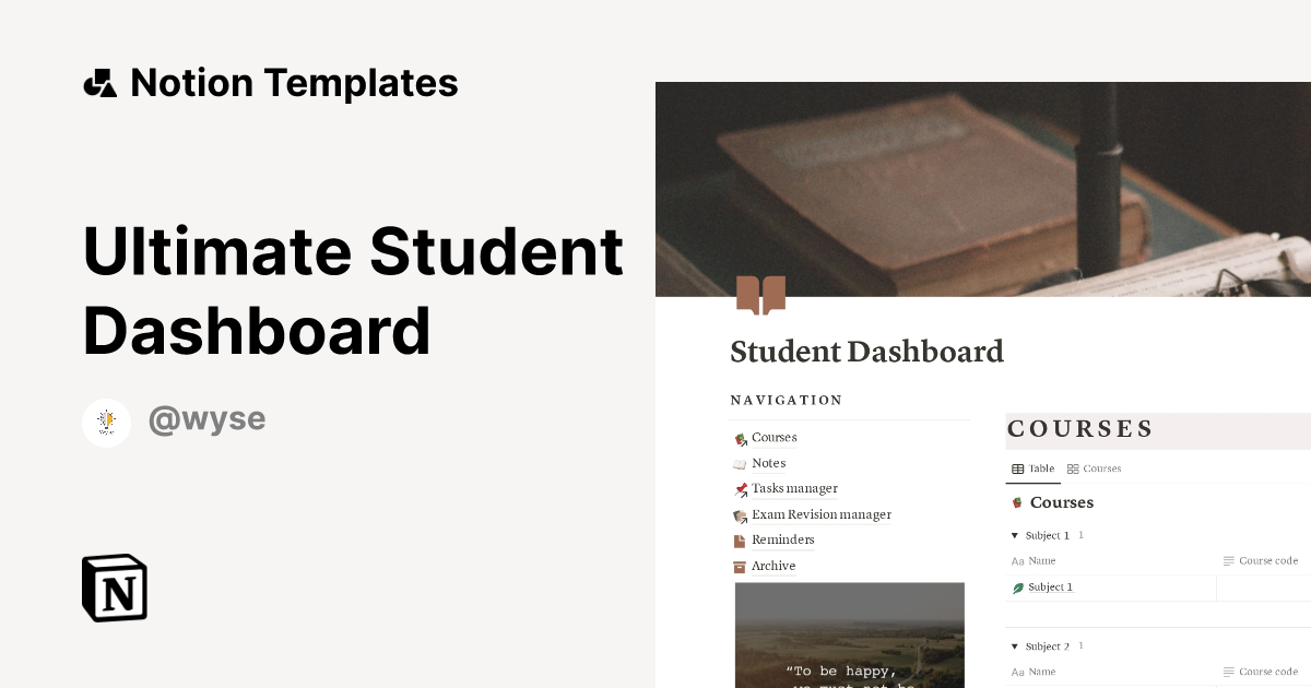 Ultimate Student Dashboard | Notion Template