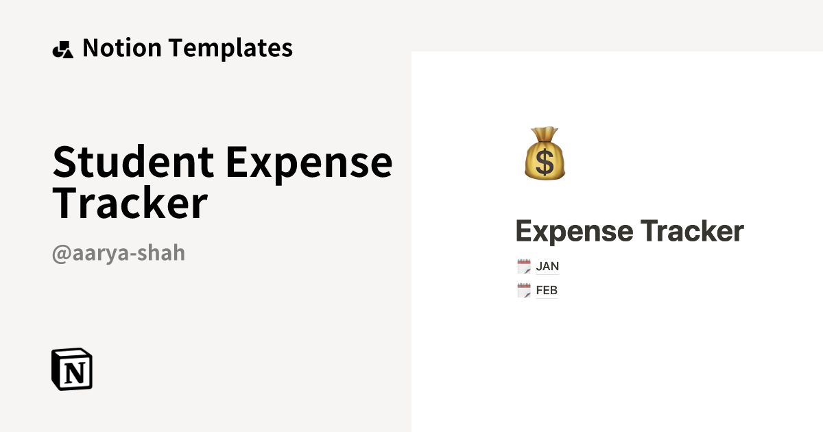 Student Expense Tracker Template by Aarya Shah | Notion Marketplace