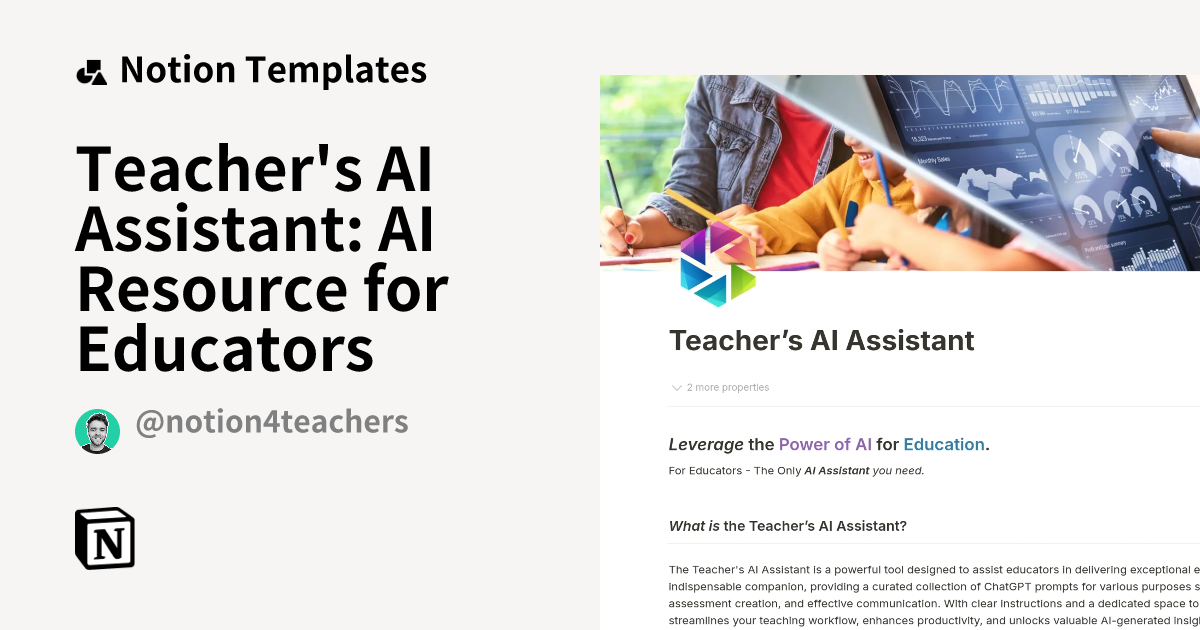 Teacher's AI Assistant: AI Resource for Educators Template | Notion ...
