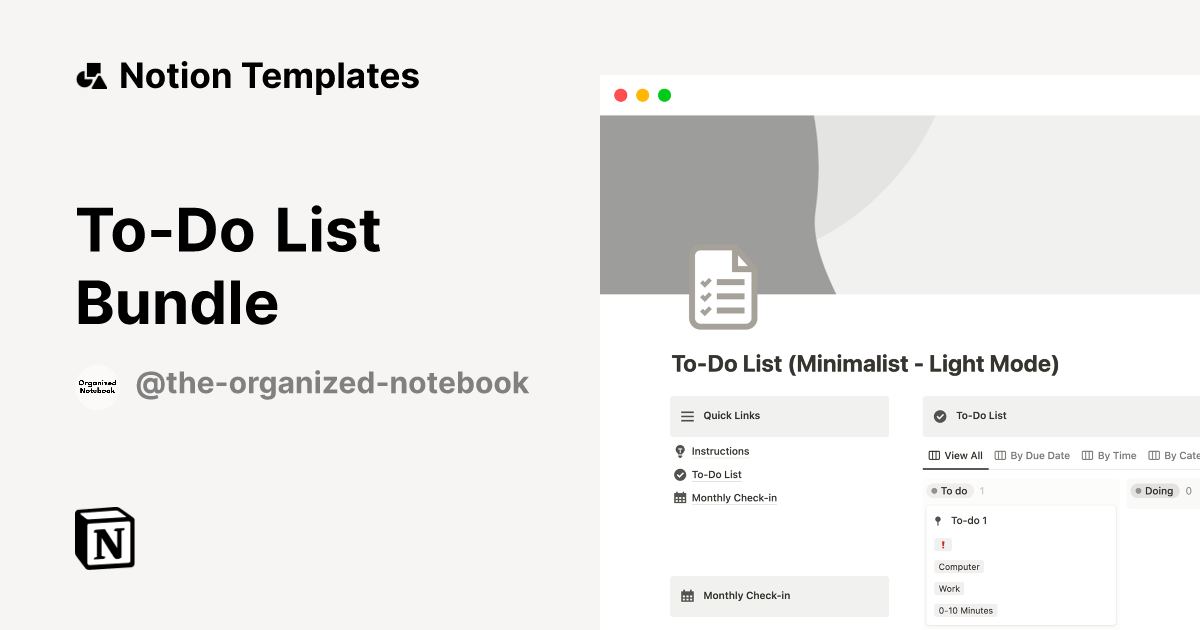 To-Do List Bundle Template by The Organized Notebook | Notion Marketplace
