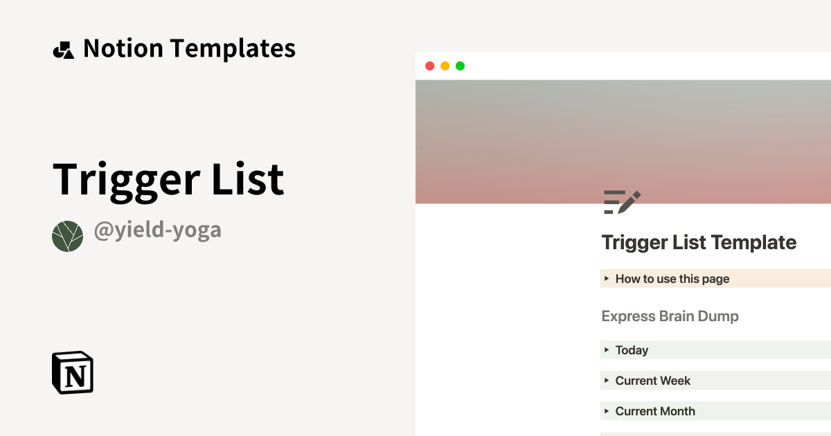 Trigger List Template by Daphne Manhattan | Notion Marketplace
