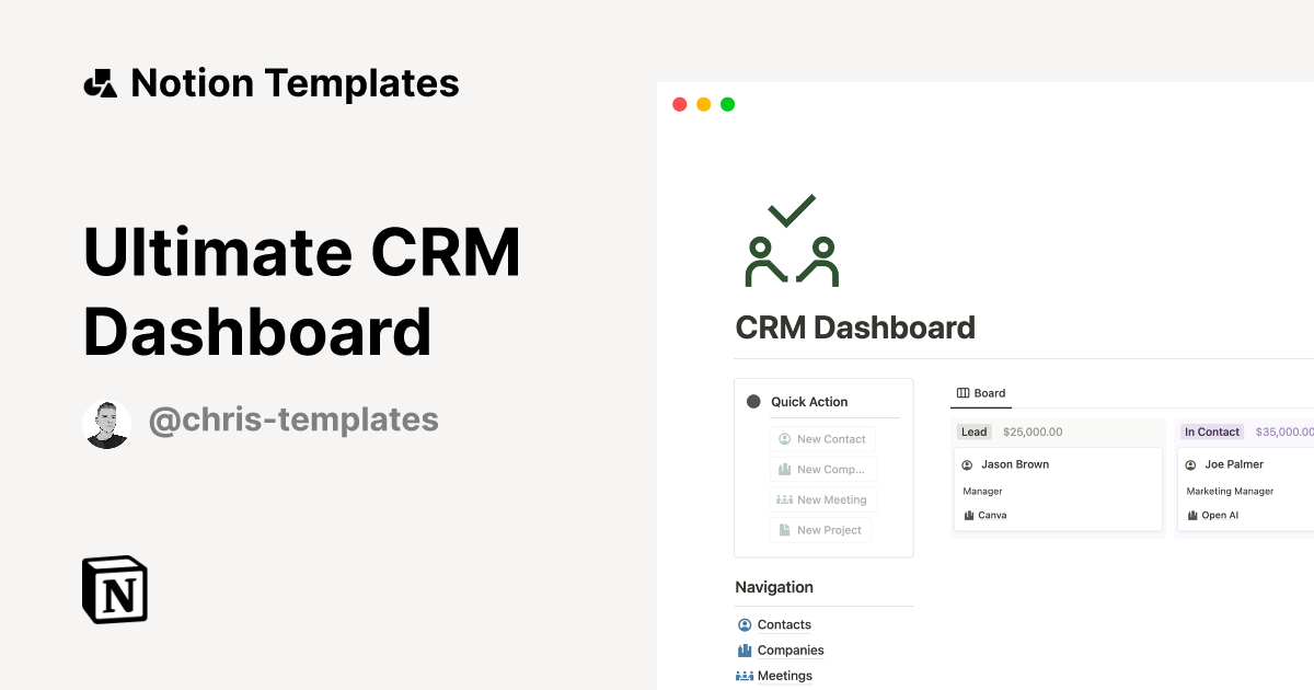 Ultimate CRM Dashboard Template | Notion Marketplace Ultimate CRM Dashboard Template | Notion Marketplace