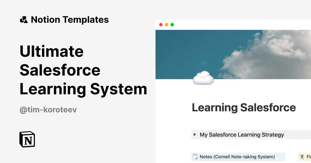 Ultimate Salesforce Learning System Template By Tim Koroteev Notion