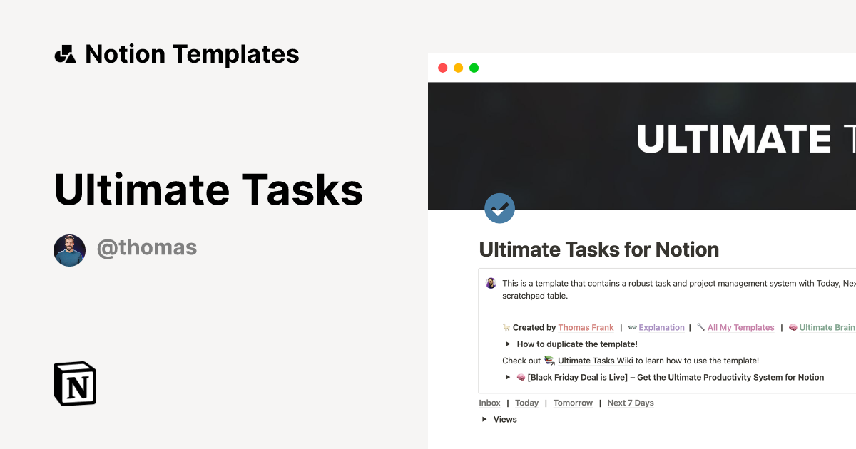 Ultimate tasks | Notion Template
