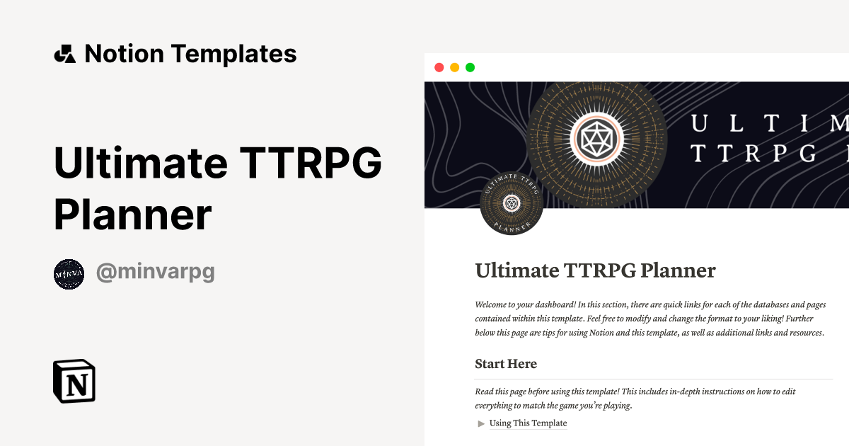 Ultimate TTRPG Planner Template by Minva Tabletop Design Co | Notion ...