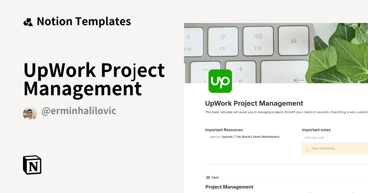 Upwork Project Management Template Notion Marketplace